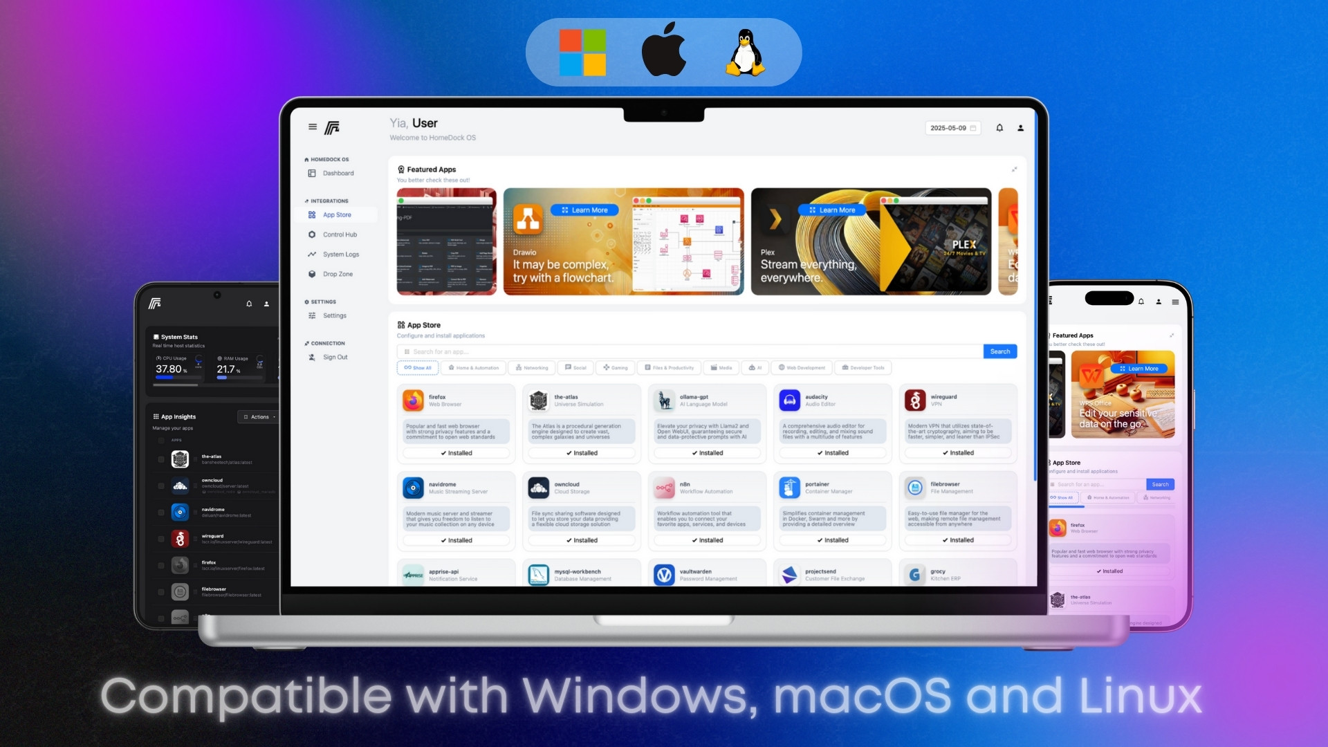 Download HomeDock OS for Windows, macOS, Linux and Raspberry Pi